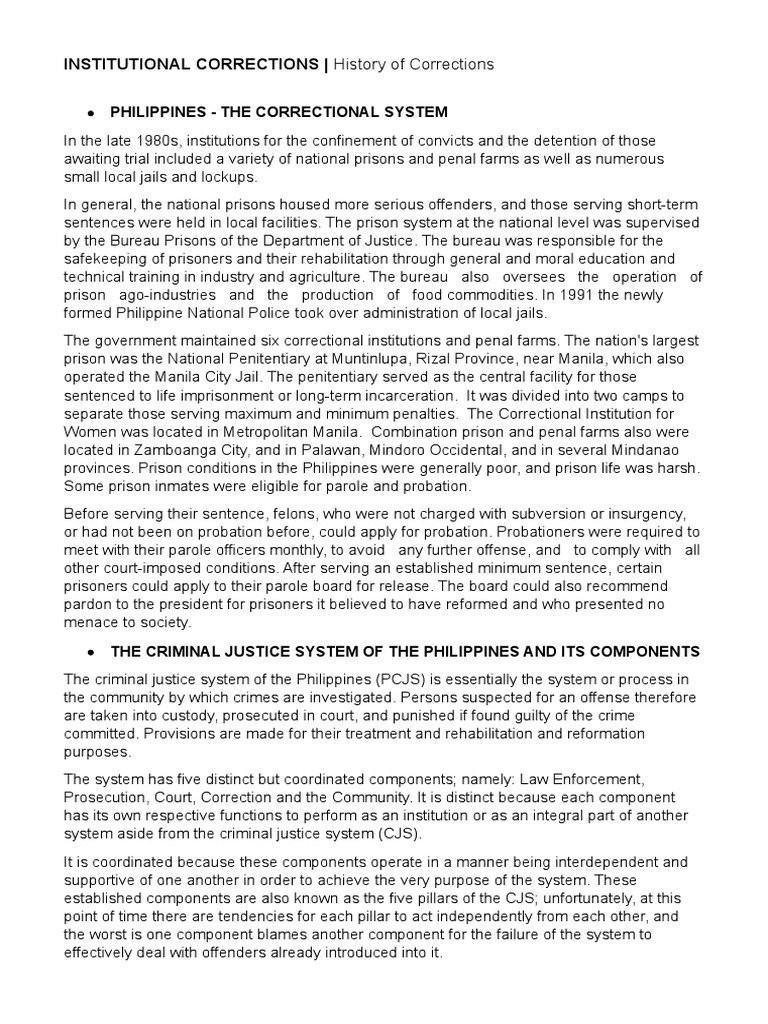 History of Correction-INSTITUTIONAL CORRECTIONS | PDF | Prison ...