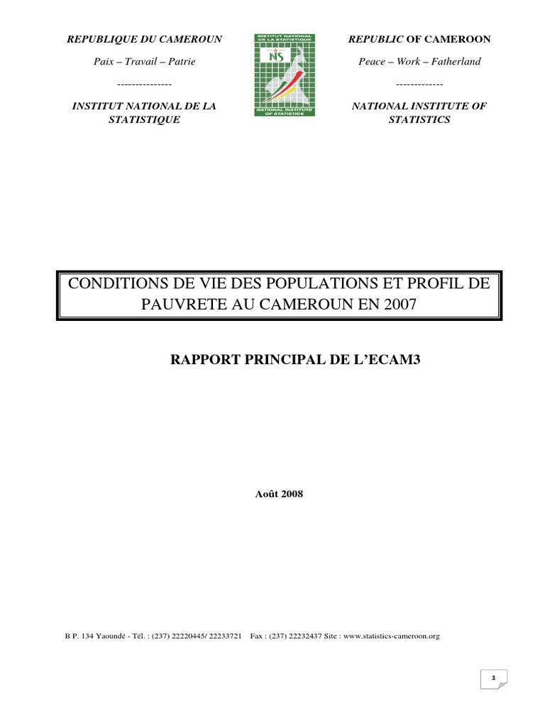 Pauvreté et conditions de vie au Cameroun | PDF | Pauvreté | Pauvreté ...