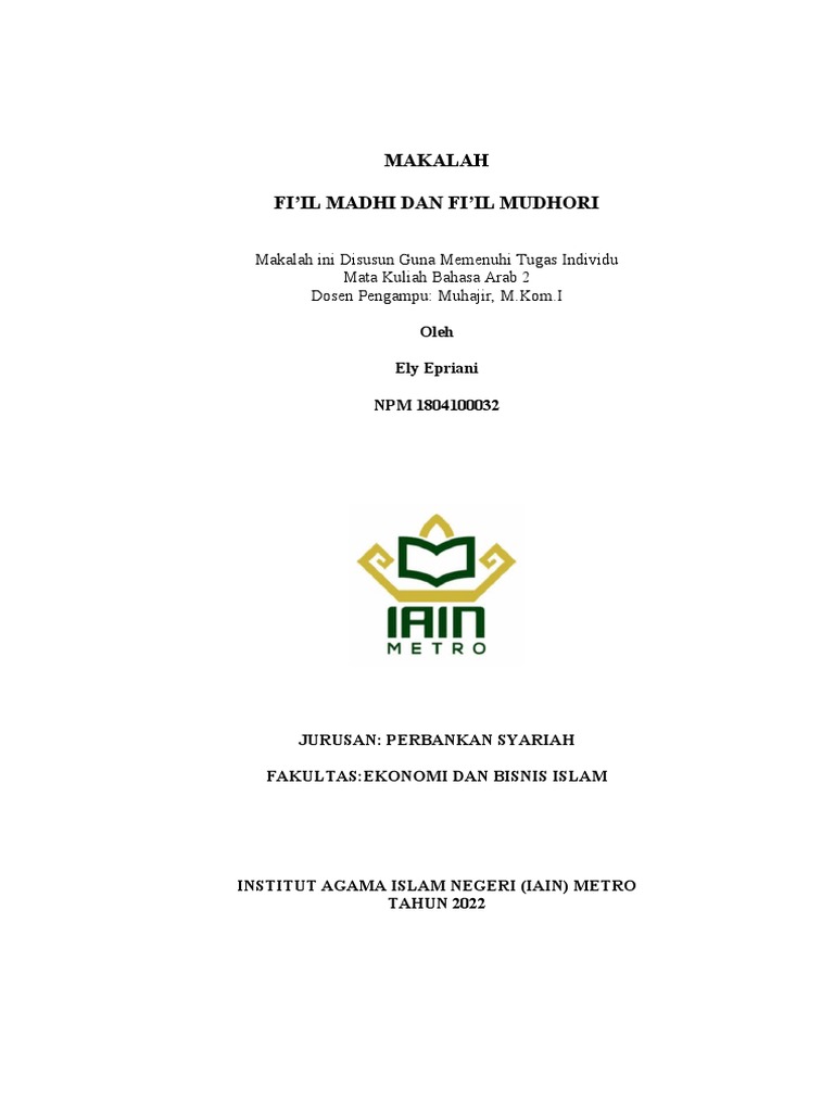 Pengertian Fi'il Madhi dan Mudhori | PDF | Seni & Disiplin Bahasa
