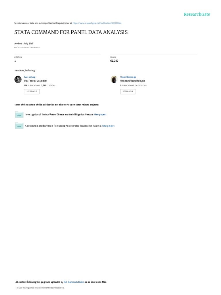 Panel Stata Command | PDF