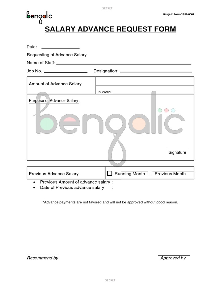 Advance Salary Reqest Form | PDF