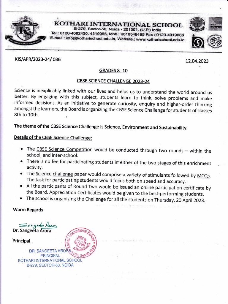 036, CBSE SCIENCE CHALLENGE | PDF