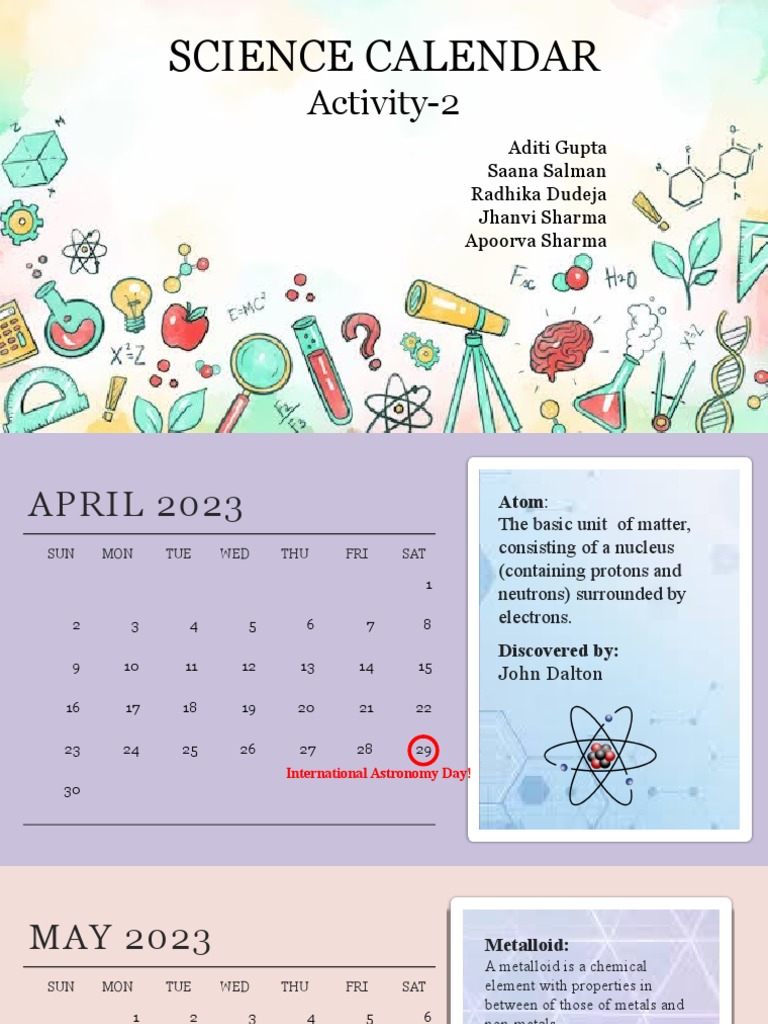 Science Calender | PDF | Chemical Elements | Oxygen