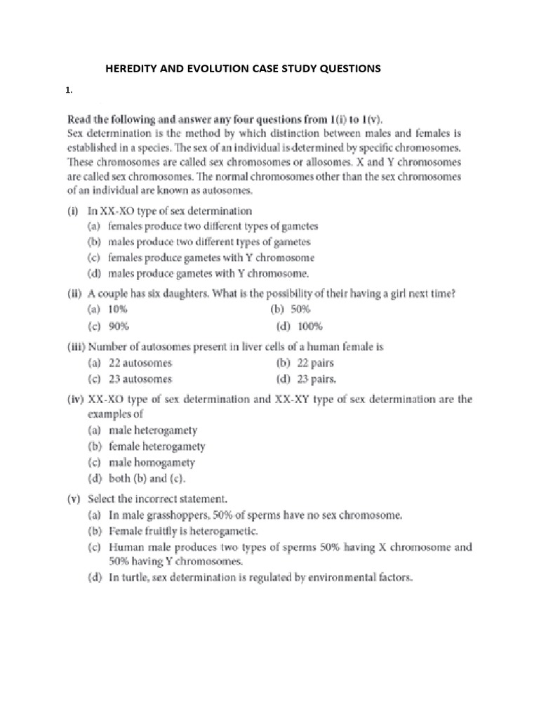 Heredity and Evolution Case Study Questions | PDF