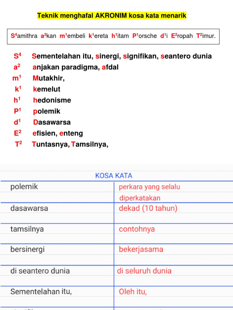 Akronim Kosa Kata - Cikgu Sera | PDF