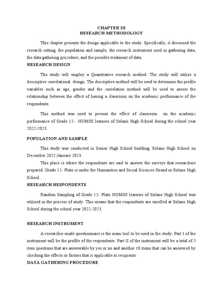 Chapter 3 | PDF | Methodology | Survey Methodology