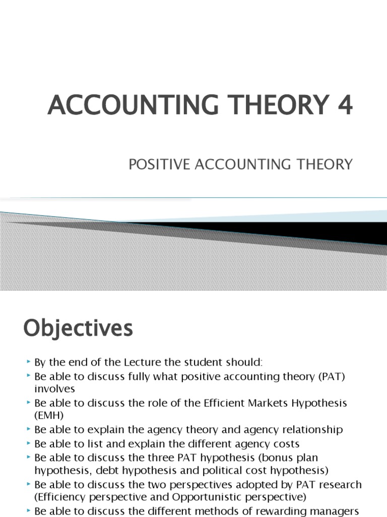 ACCT 372 Lecture 7 Positive Accounting Theory Notes | PDF | Debt ...