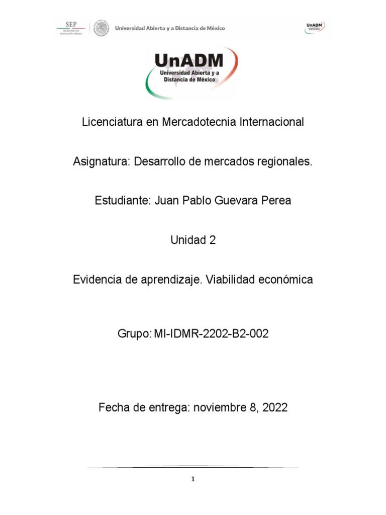 Idmr U2 Ea Jugp | PDF | Mercado (economía) | Análisis de Riesgo y ...