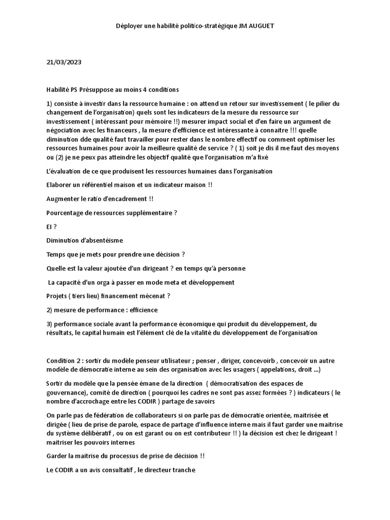 Déployer Une Habilité Politico-Stratégique | PDF