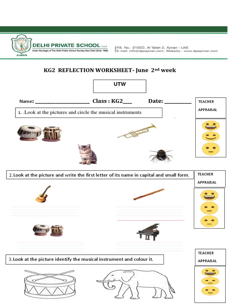 kg2 utw reflection worksheet june 2nd week pdf | PDF
