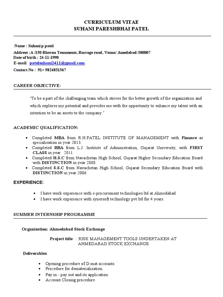 Suhani Resume | PDF | Economies | Business