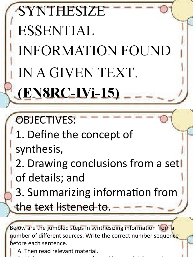 Steps for Effective Information Synthesis | PDF