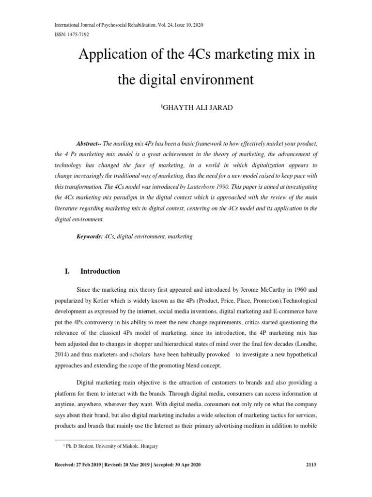 Application_of_the_4Cs_marketing_mix_in | PDF | Marketing | Mass Media