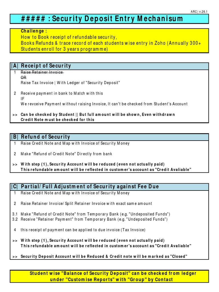 Security Deposit SOP | PDF