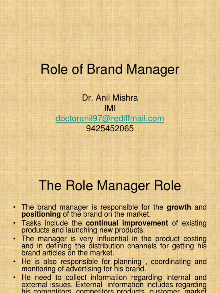 Role of Brand Manager | PDF | Brand | Brand Management
