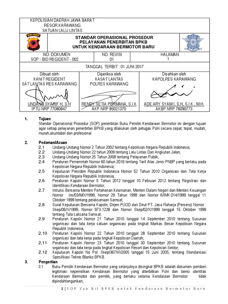 D. Sop Penerbitan BPKB Baru Rev | PDF