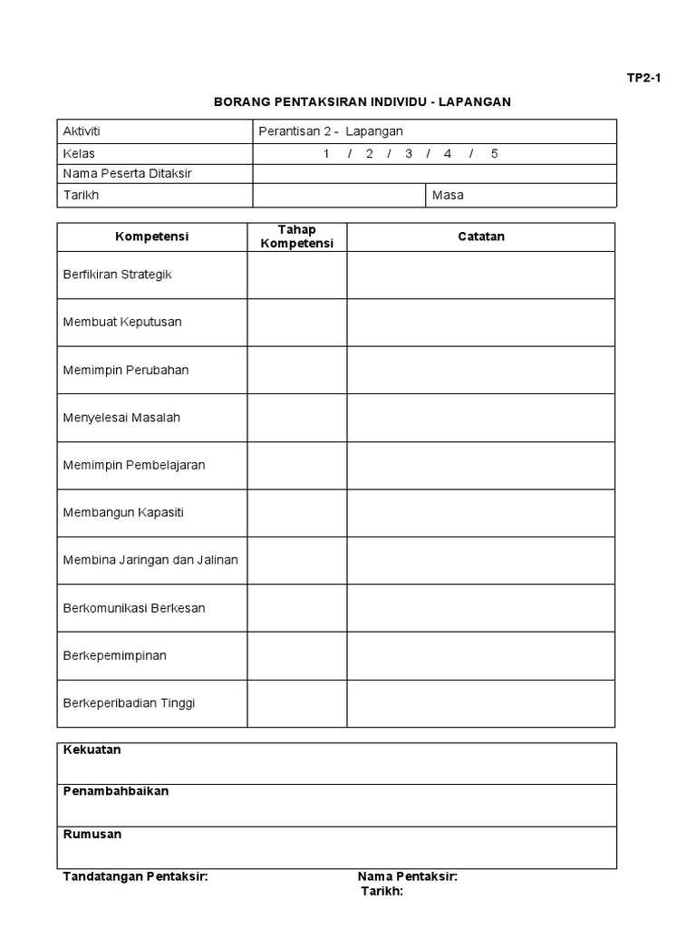 Borang Pentaksiran TP2-1 | PDF