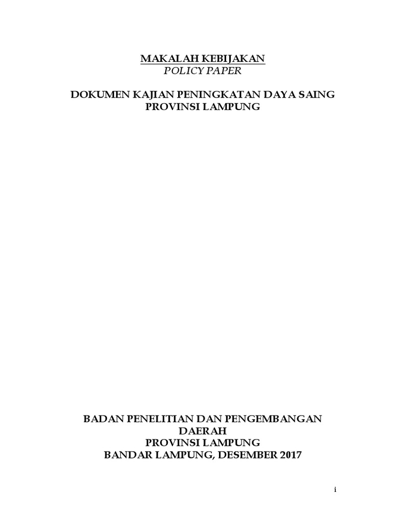 Policy Paper Kajian Daya Saing | PDF