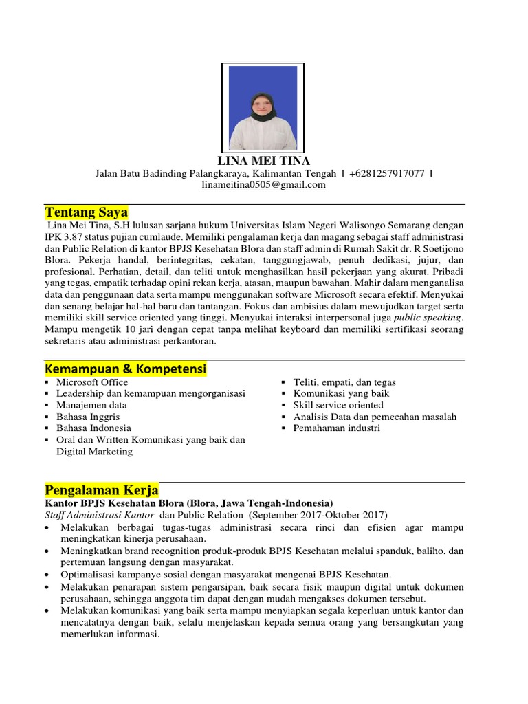 CV UNICOM CARE LINA MEI TINA - Compressed | PDF