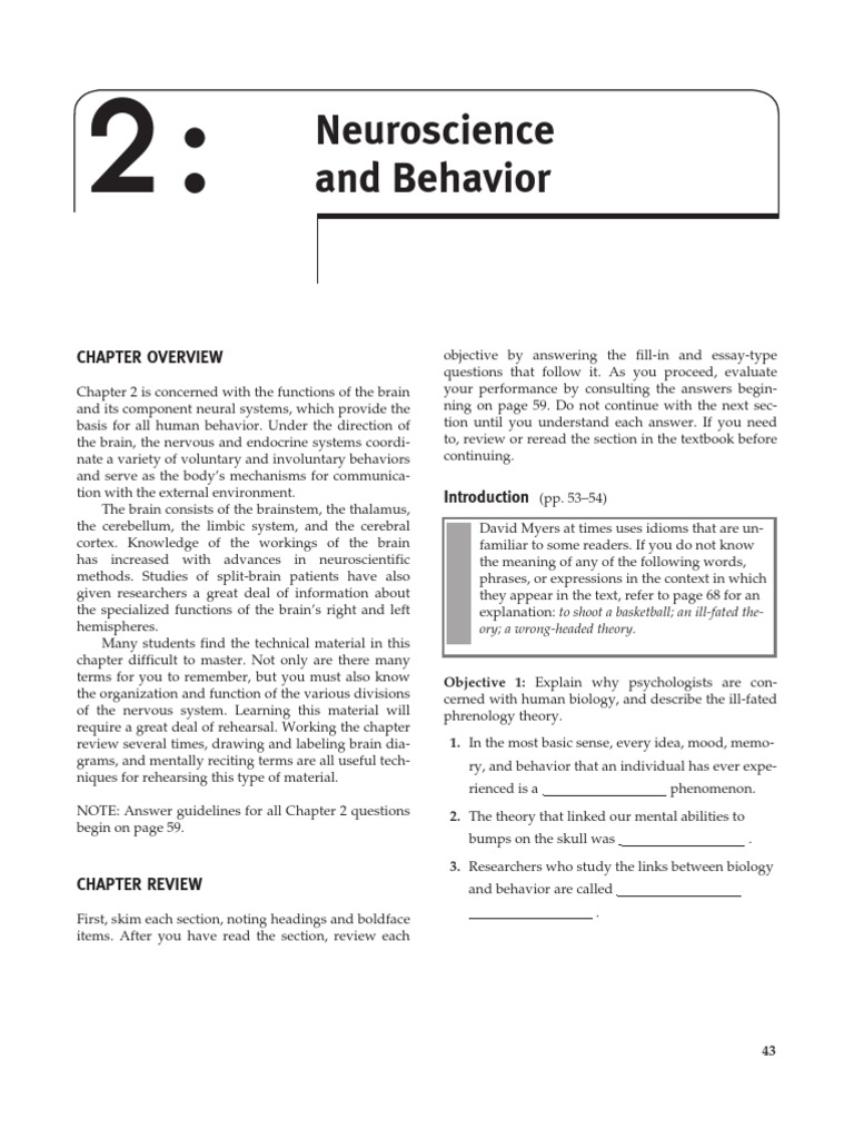 Chapter 2 Neuroscience and Behavior, Myers 8e Psychology | PDF ...