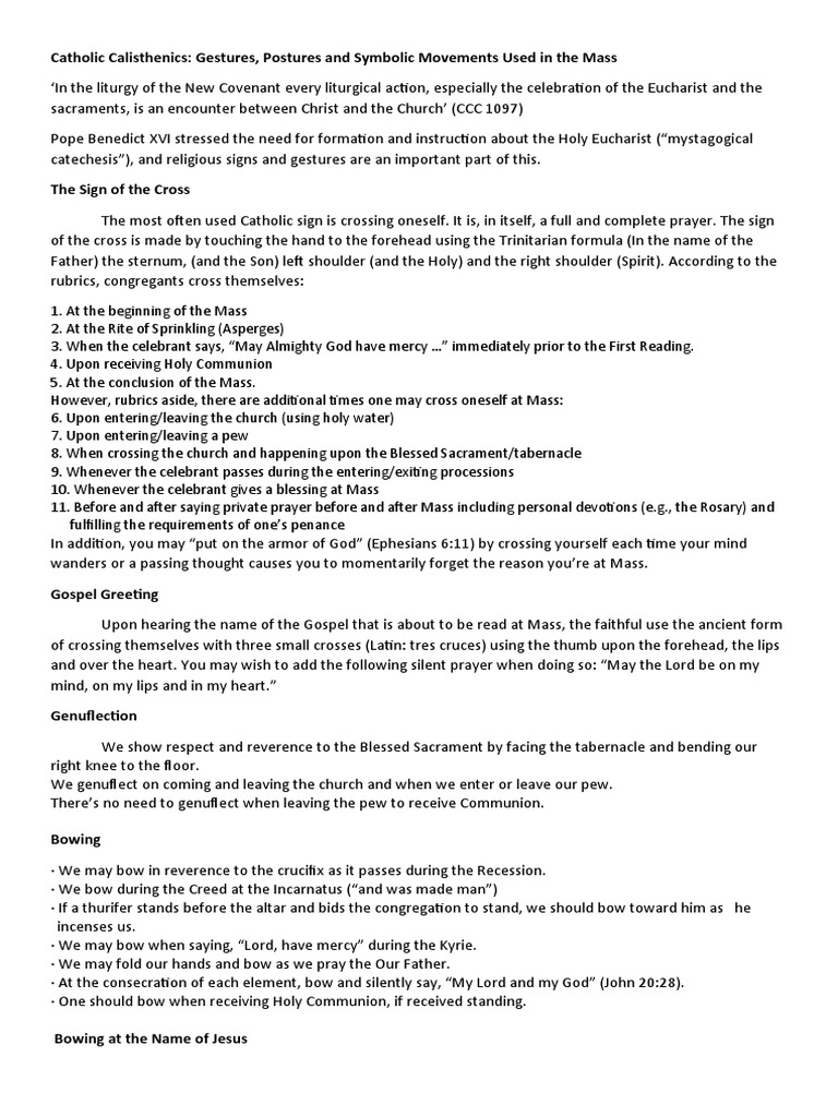 Proper Gestures | PDF | Mass (Liturgy) | Eucharist