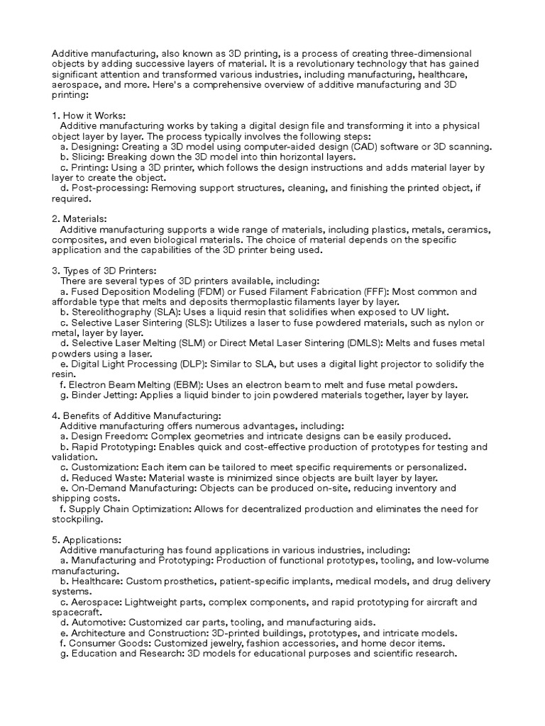 Additive Manufacturing and 3D Printing | PDF | Art
