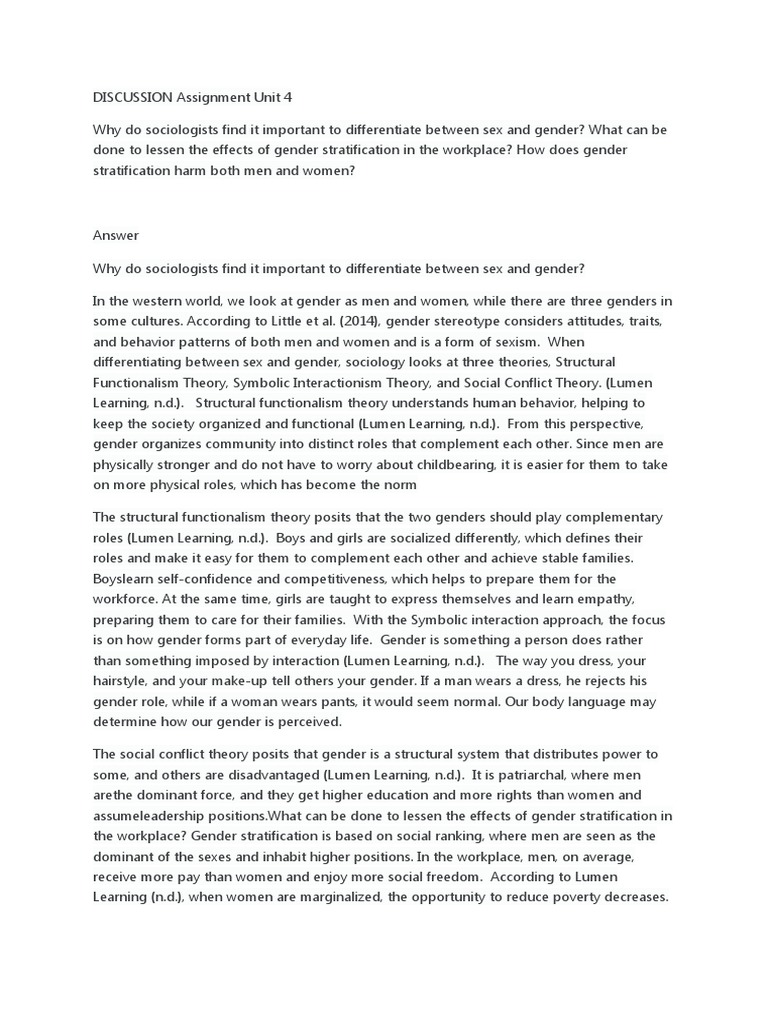 SOC 1502 Discussion Assignment Unit 4 | PDF | Homosexuality | Gender