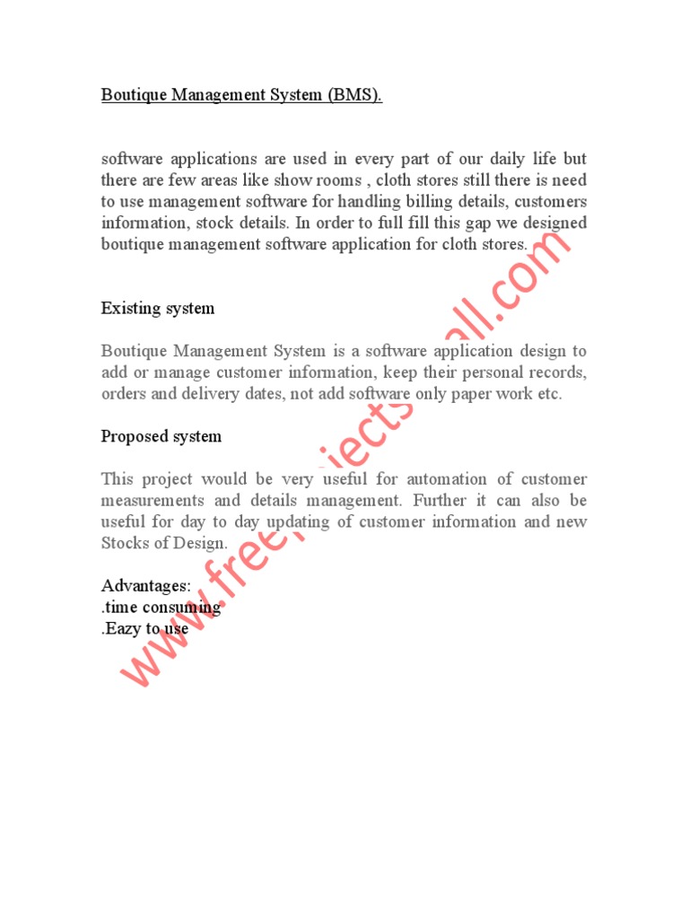 Boutique Management System | PDF
