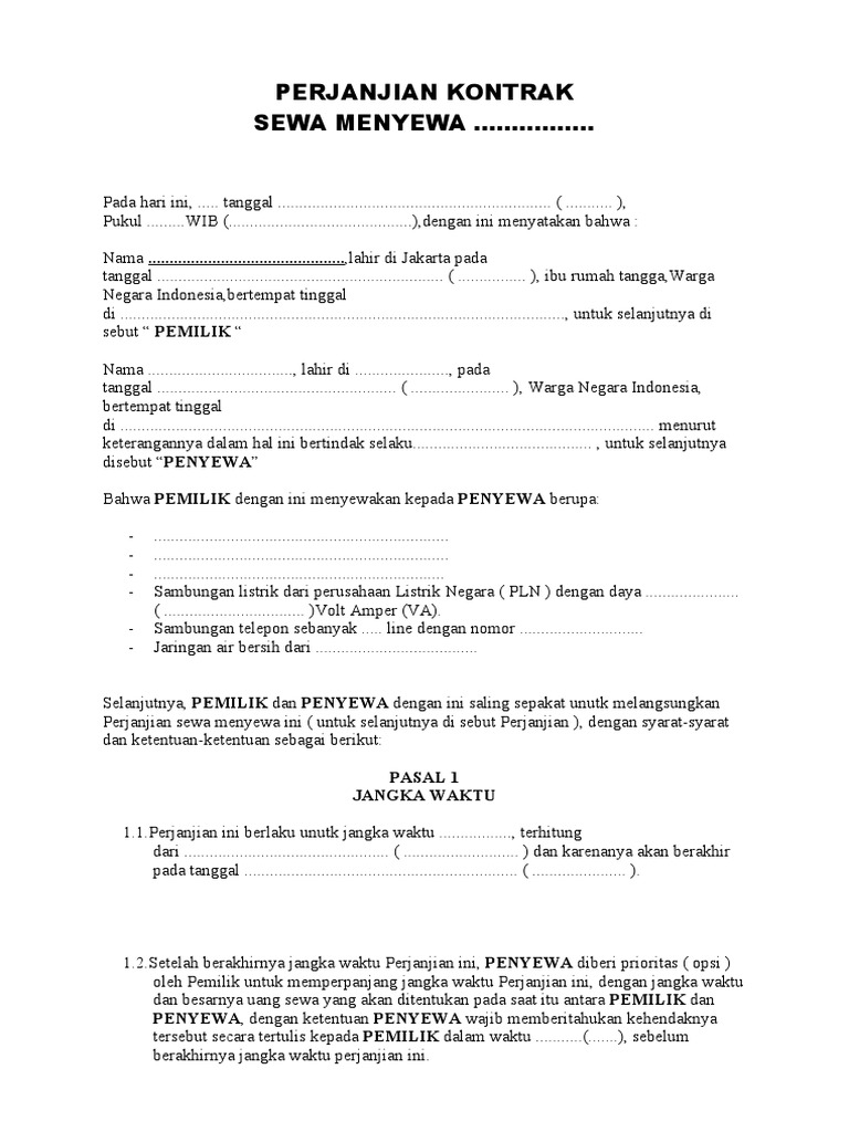 DRAFT MOU Sewa Menyewa | PDF