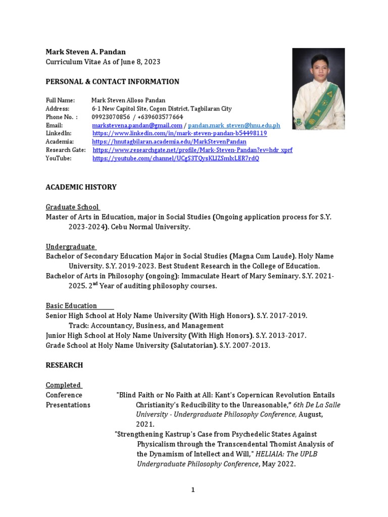 PANDAN ACADEMIC CV As of June2 2023 | PDF