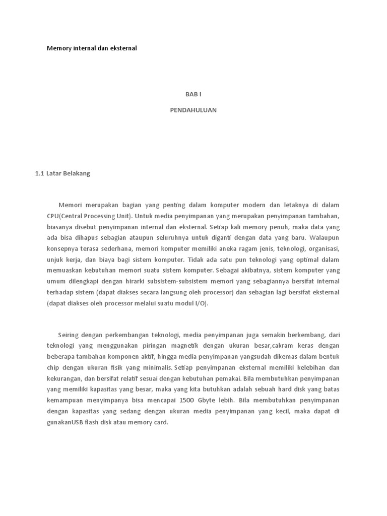 Memory Internal Dan Eksternal | PDF