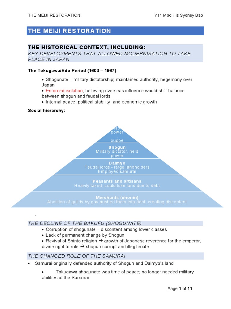 The Meiji Restoration - Notes | PDF | Empire Of Japan | Samurai