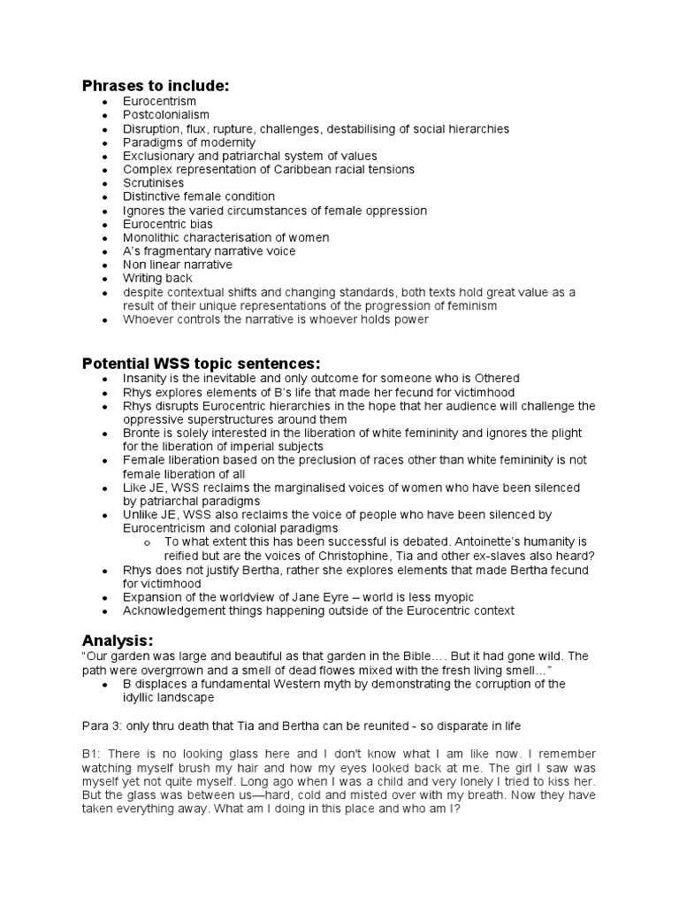 Essay Plan and Misc | PDF | Jane Eyre | Feminism