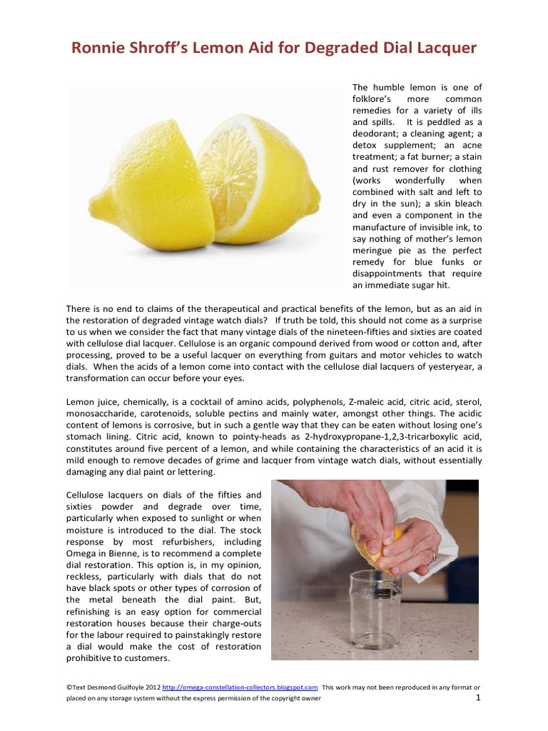 Ronnie Shroffs Lemon Aid For Dial Lacquer | PDF