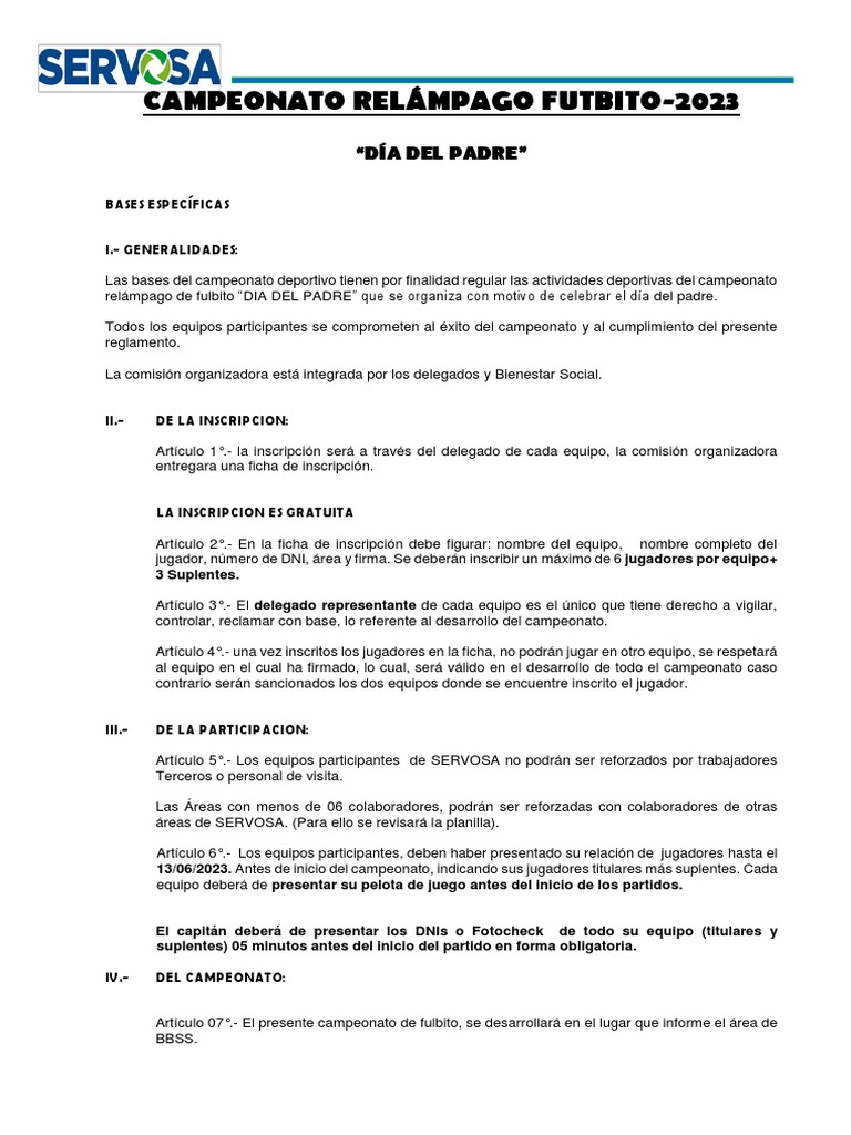 Bases de Campeonato Relampago 2023 | PDF | Deportes