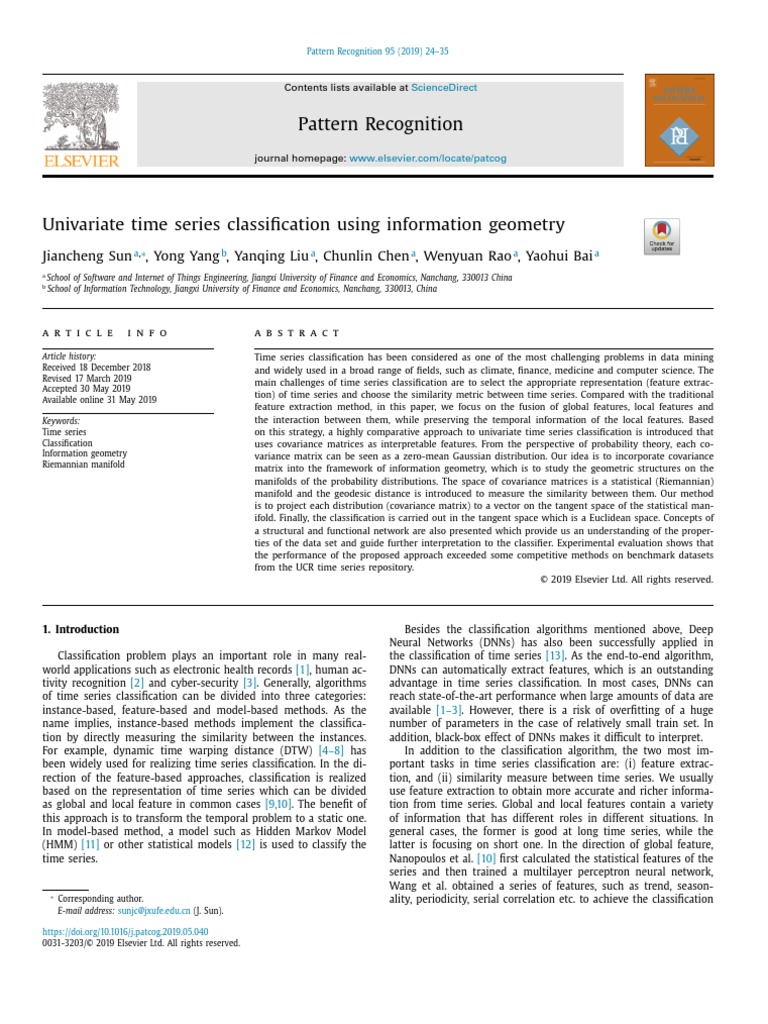 Information Geometry Univariate Time Series Pdf Time Series Manifold