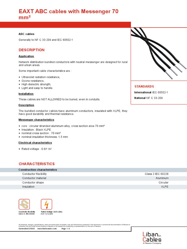 Nexans - EAXT ABC Cables With Messenge... | PDF | Electrical Conductor ...