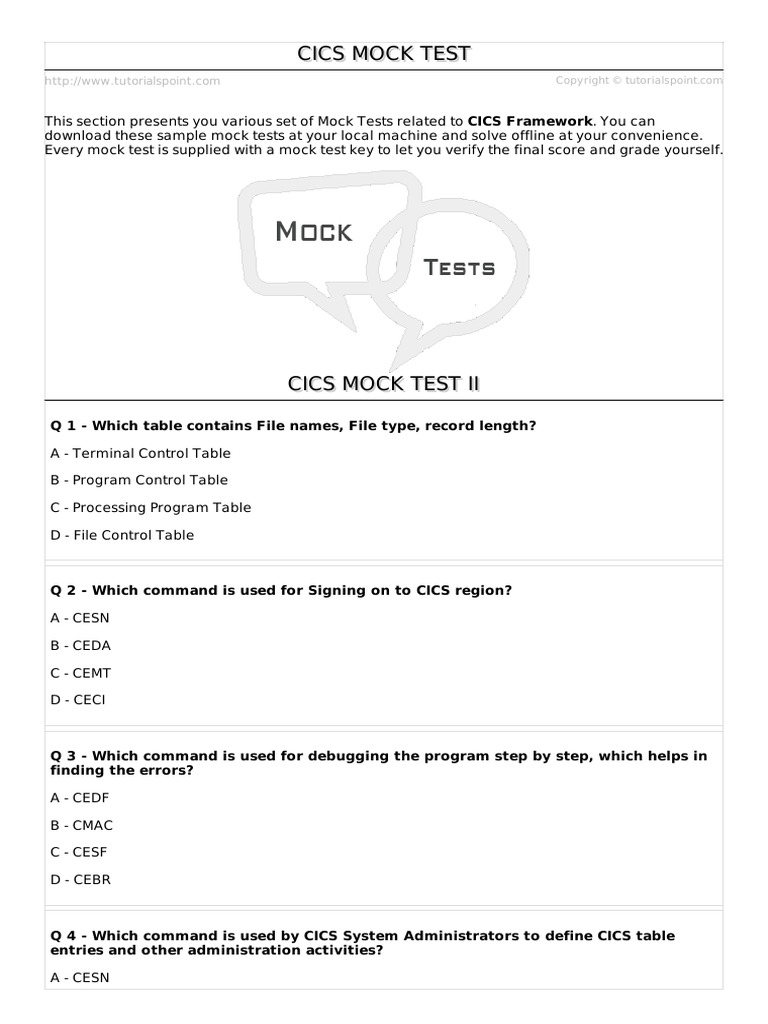 Cics Mock Test II | PDF