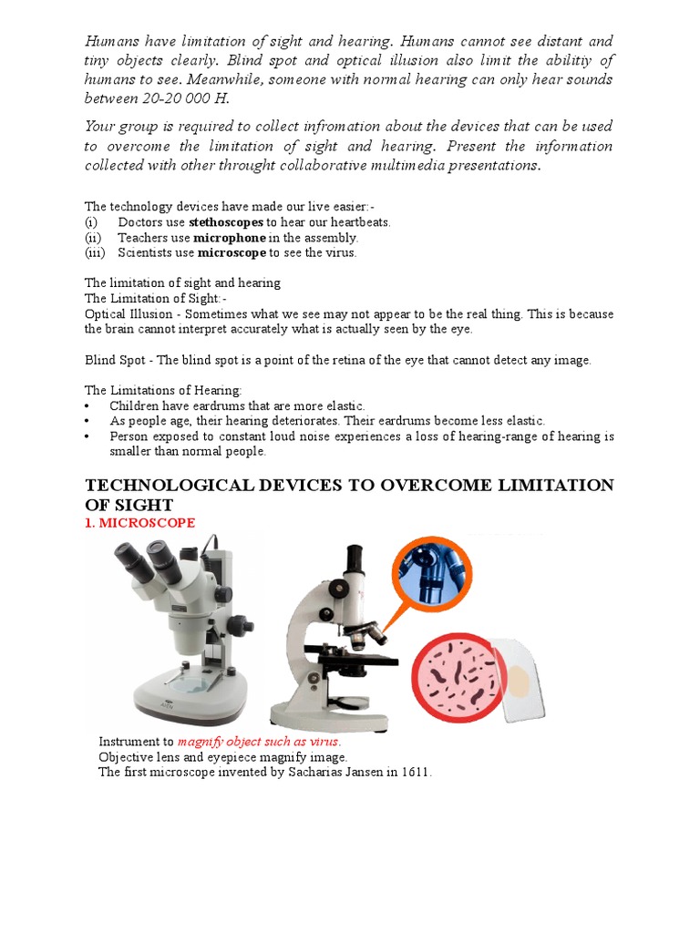 Devices used to overcome limitation of sight and hearing | PDF | X Ray ...