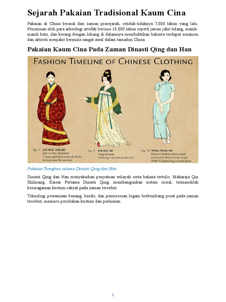 Sejarah Pakaian Tradisional Cina | PDF | Sejarah | Gaya Hidup