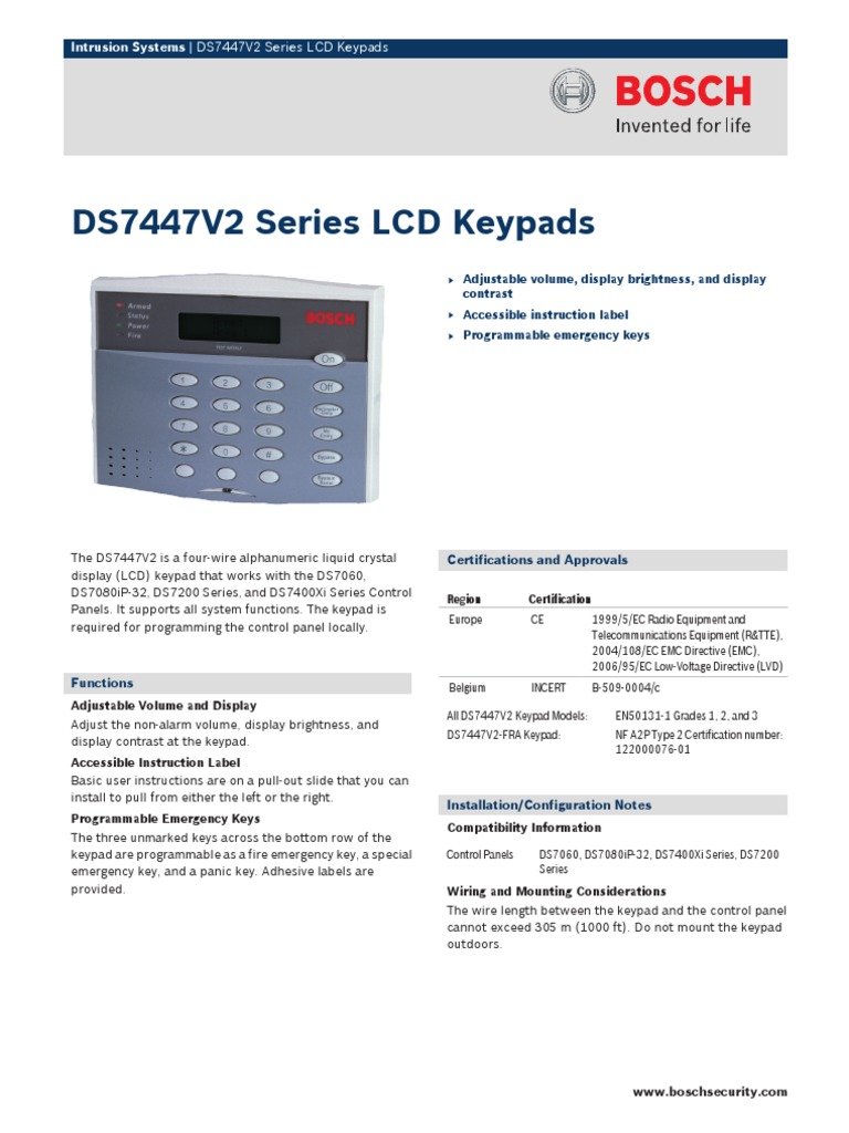 DS7447V2 Series LCD Keypads | PDF | Liquid Crystal Display | Electronics