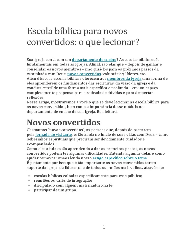 O Que Lecionar para Novos Convertidos | PDF