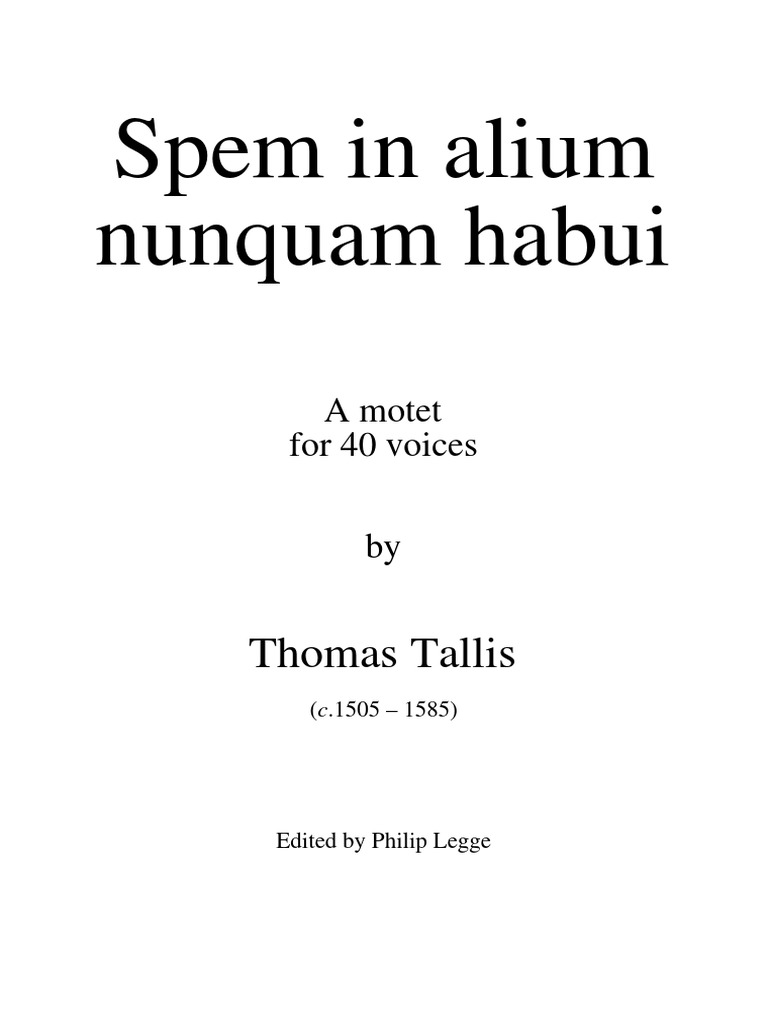 Tallis Spem Score Part 1 | PDF