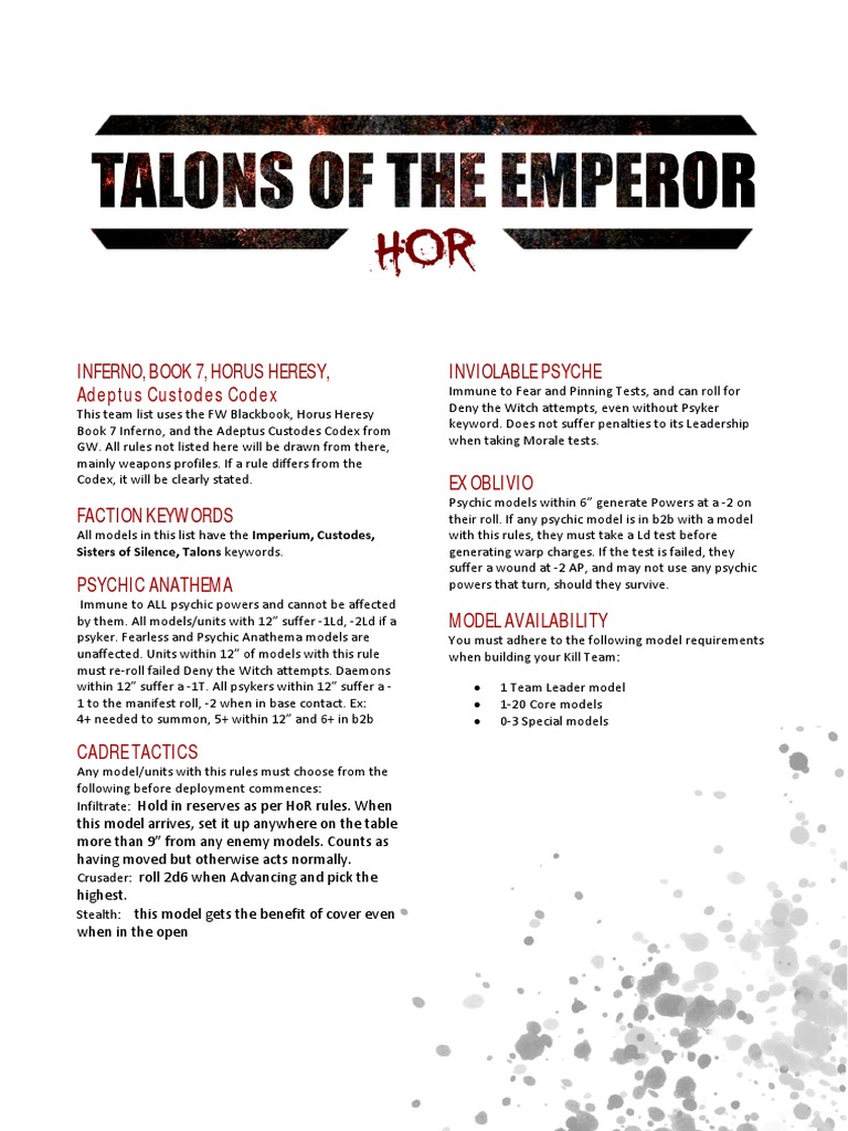 Kill Team - Talons of The Emperor v10.3 | PDF | Infantry | Spear