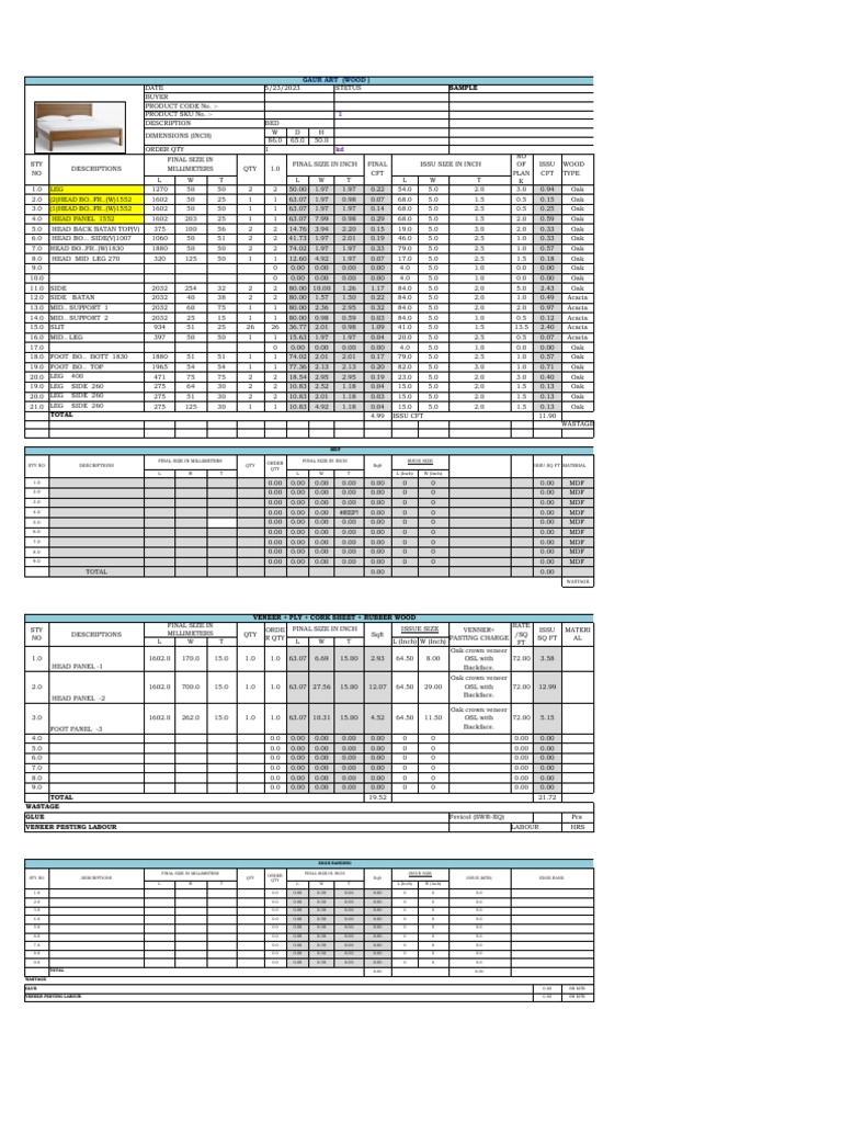 Bed (1) CUT LIST | PDF | Industrial Processes | Decorative Arts