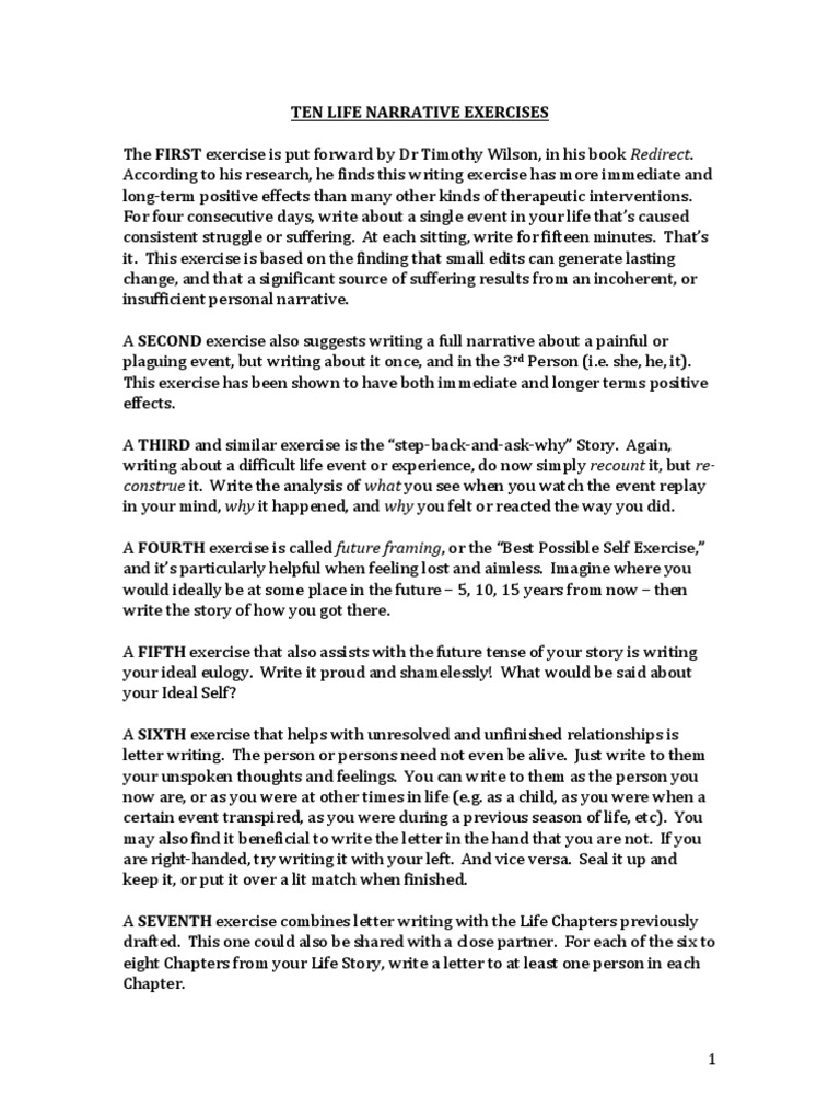 Narrative Therapy Writing Exercises | PDF | Memory | Experience