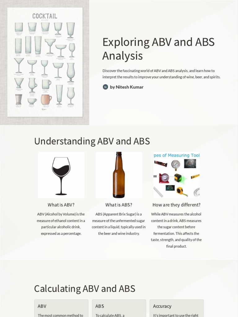Exploring ABV and ABS Analysis | PDF | Alcoholic Beverages | Fermentation In Winemaking