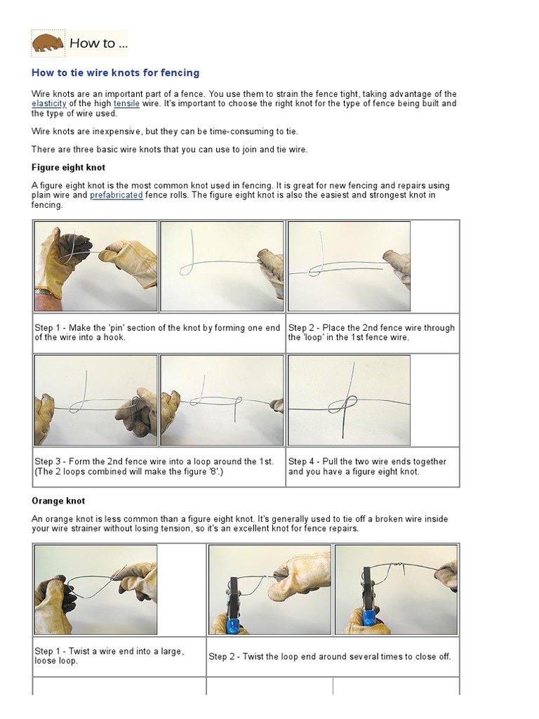 CLM, How To, How To Tie Wire Knots For Fencing | PDF | Knot | Wire