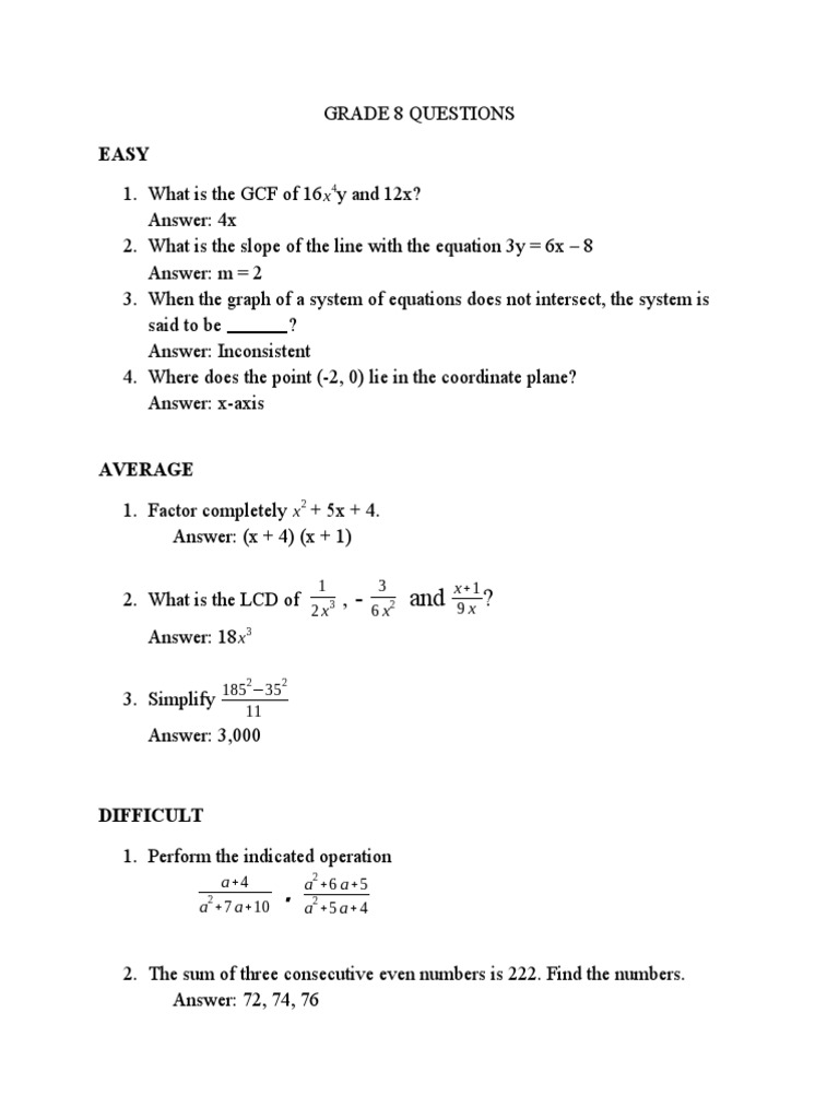 Grade 8 Quiz Bee Questions | PDF | Teaching Methods & Materials