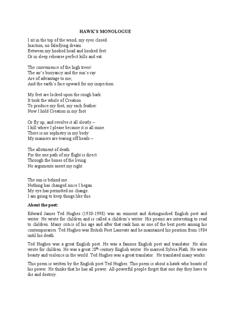 Hawk's Monologue | PDF | Poetry
